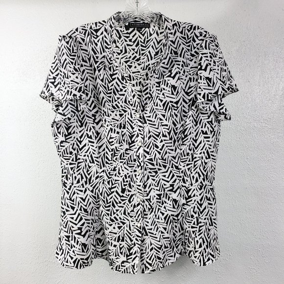 Elementz | Tops | Elementz Womens Black White Button Down Ruffle Sleeve ...